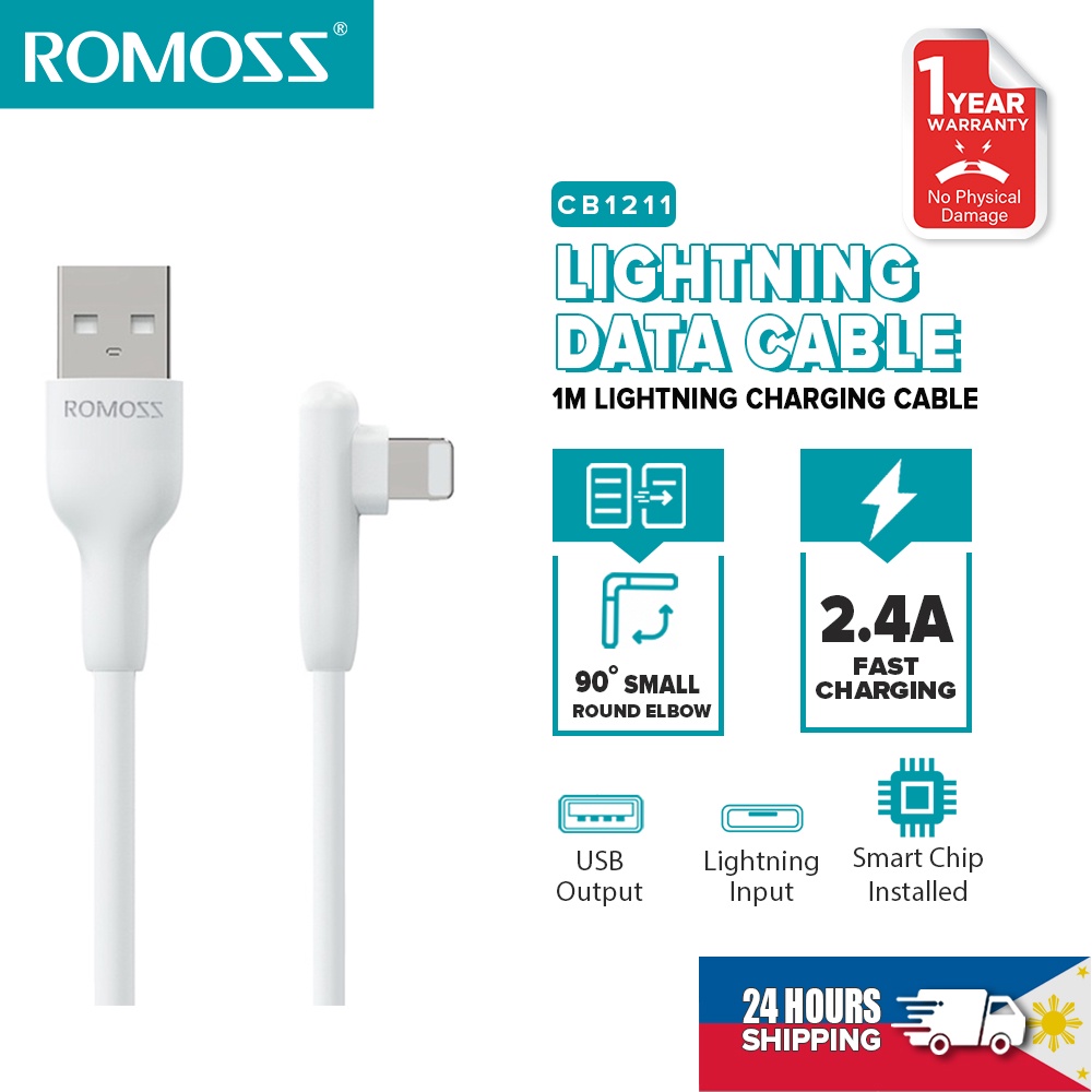 Romoss CB1211 1m 2.4A Elbow Design Lightn ing Data Charging Cable for ...