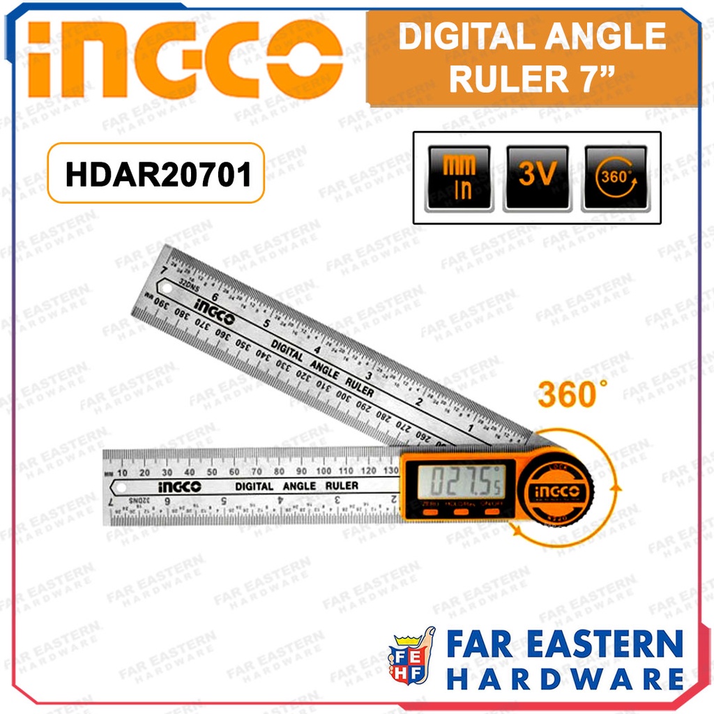 INGCO Digital Angle Ruler 7" HDAR20701 INHT | Shopee Philippines