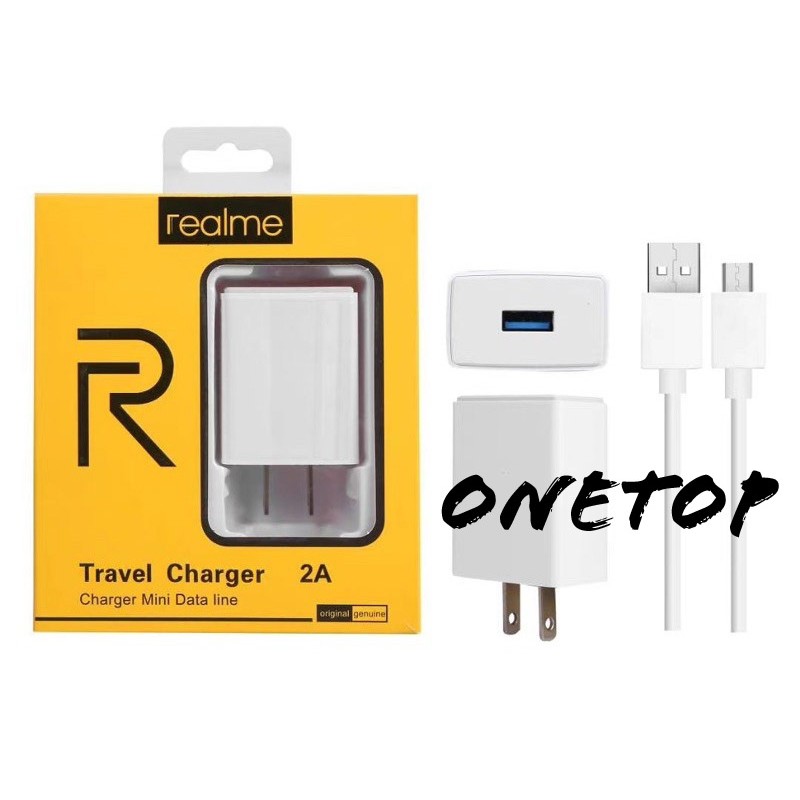 Realme Fast Charger 5V-2A Micro USB Data Line Cable Adaptor Charger Set ...