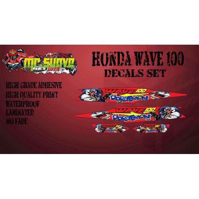 Honda Wave 100 Doraemon Decals Set (Red) motorcycle | Shopee Philippines