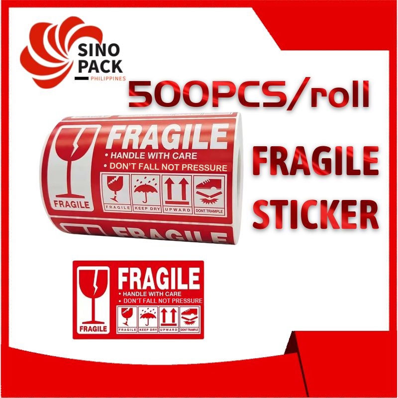 Fragile Sticker 500 Pcs/Roll 76 x 51 mm / 2 x 3 inches with broken ...