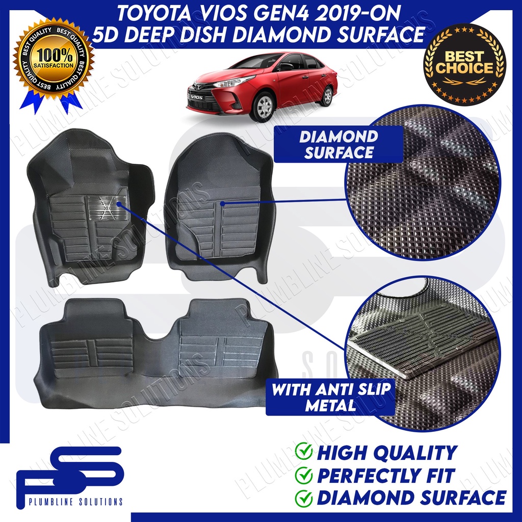 New Arrival 5D Black Diamond Surface Deep Dish Matting for Toyota Vios Gen3 Gen4 2014 - 2023 ...