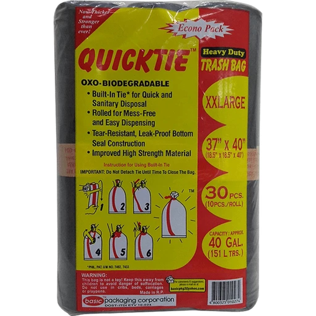 Quicktie Heavy Duty Trash Bag Econo Pack XXLarge Black | 30s | Shopee ...