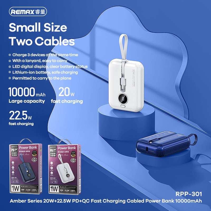 Remax MIni Powerbank 10000mAh Power Bank 20W+22.5W PD+QC Fast Charging ...