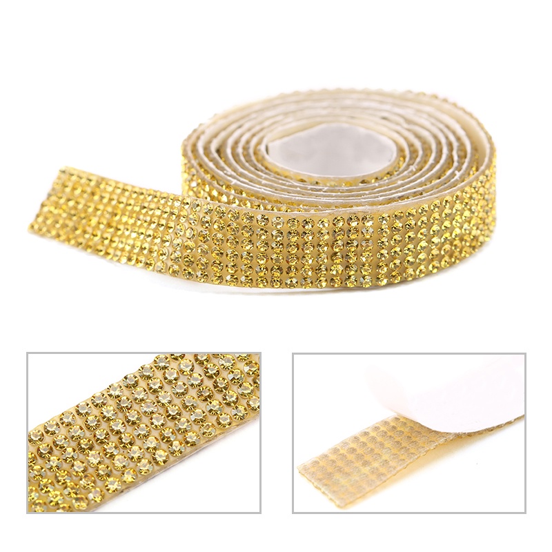 Self-adhesive Rhinestones Trim Glitter Crystal Ribbon Strass Tape Chain ...