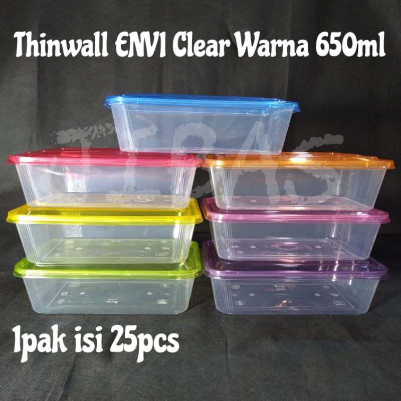 Thinwall Envi Clear Colorful Lid 650ml Plastic Food Container (25pcs ...