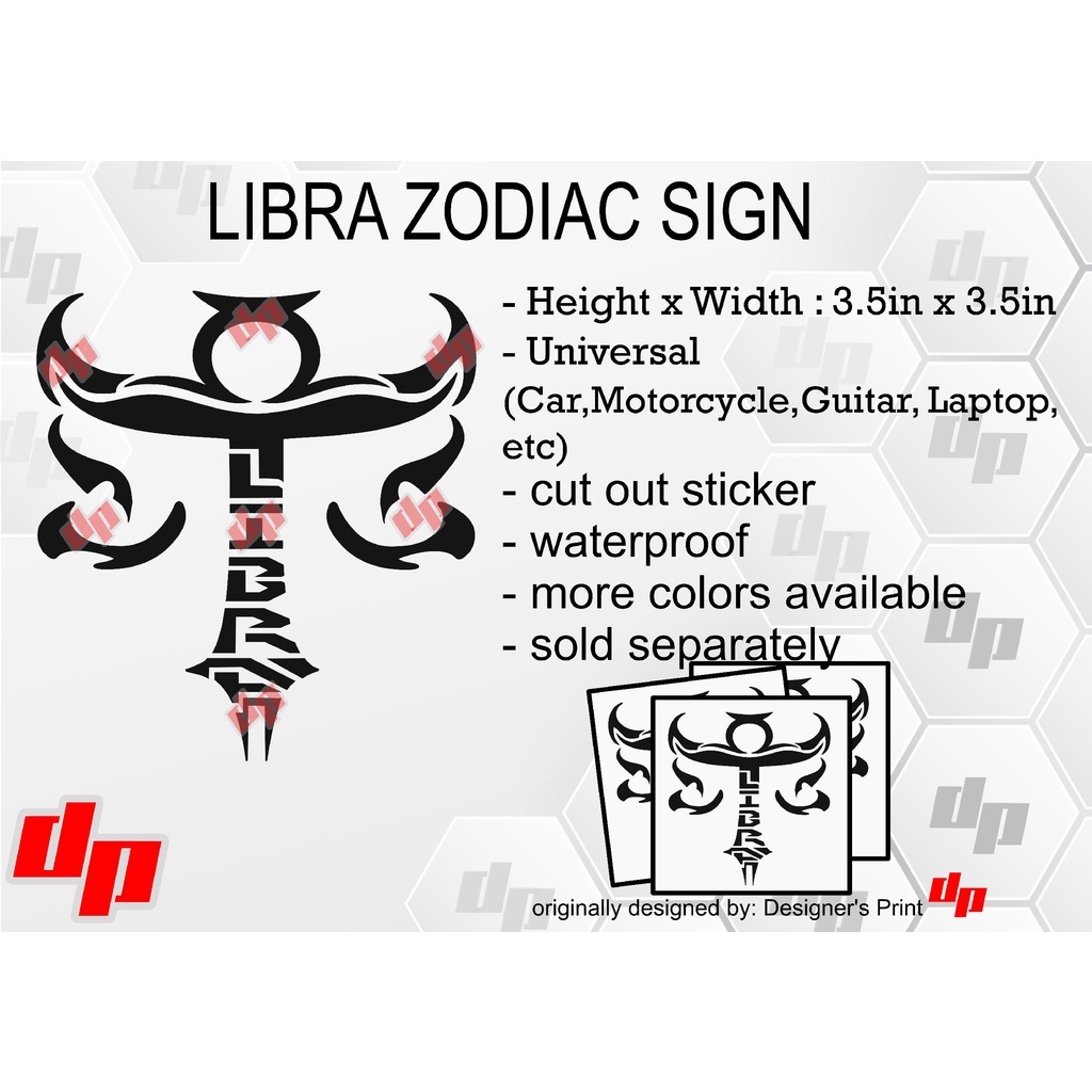 LIBRA Zodiac Sign Sticker | Decals for cars, Motorcycle, Guitar, Laptop ...