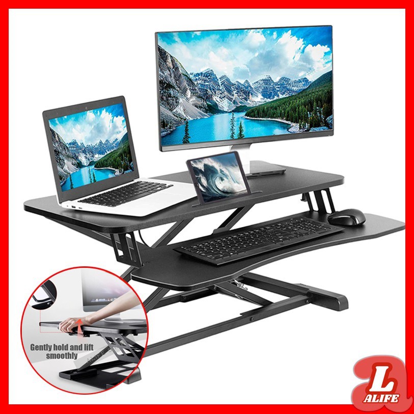 Height Adjustable 32 inch Stand up Desk Converter Quick Sit to Stand ...