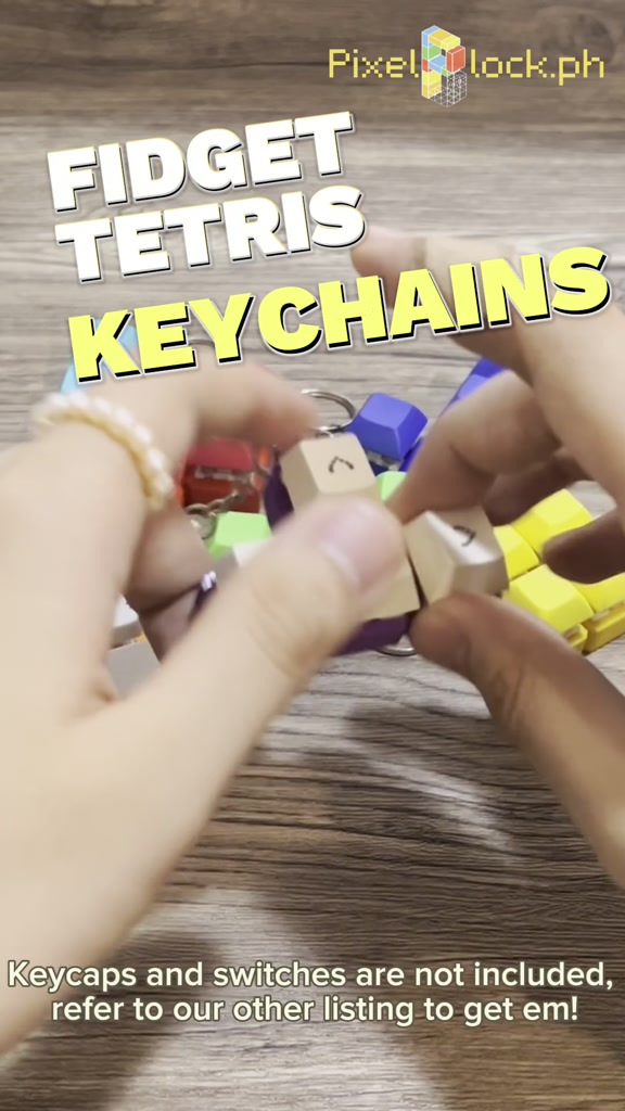 Fidget Keychain Toy Tetris Mechanical Keyboard Switch Tetromino WASD ...