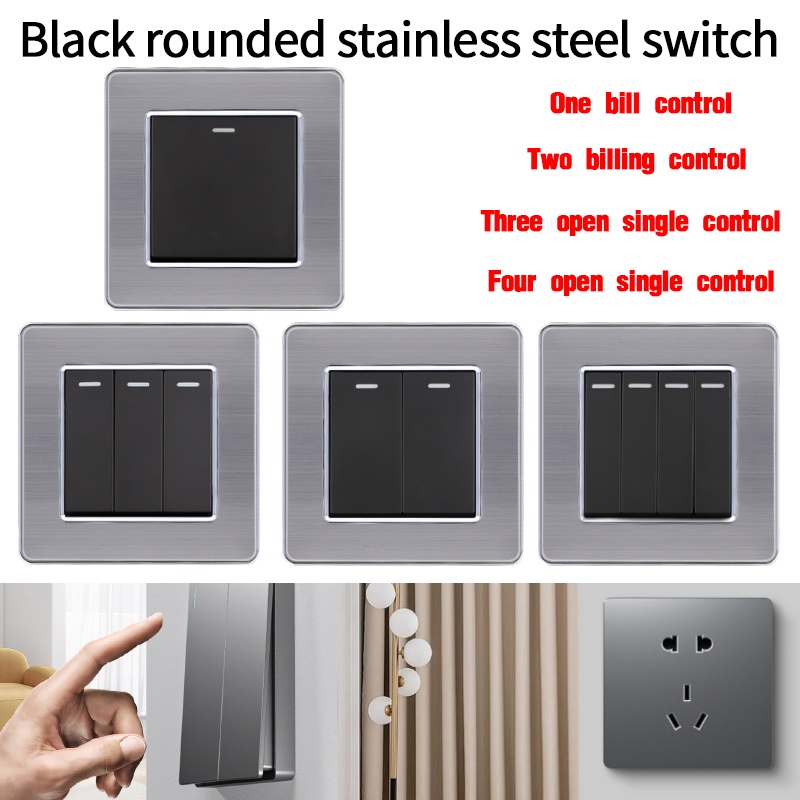1 2 3 4 Gang 2 Way Luxury Light Switch Push Button Wall Switch Four ...