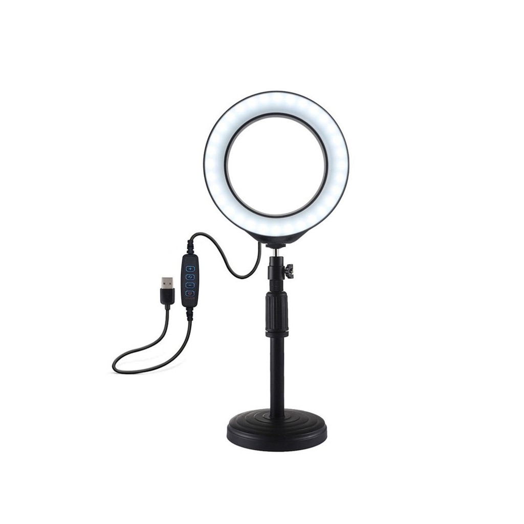 PU392B 6.2 inch 16cm Adjustable Desktop Mount Round Video Light Kit ...
