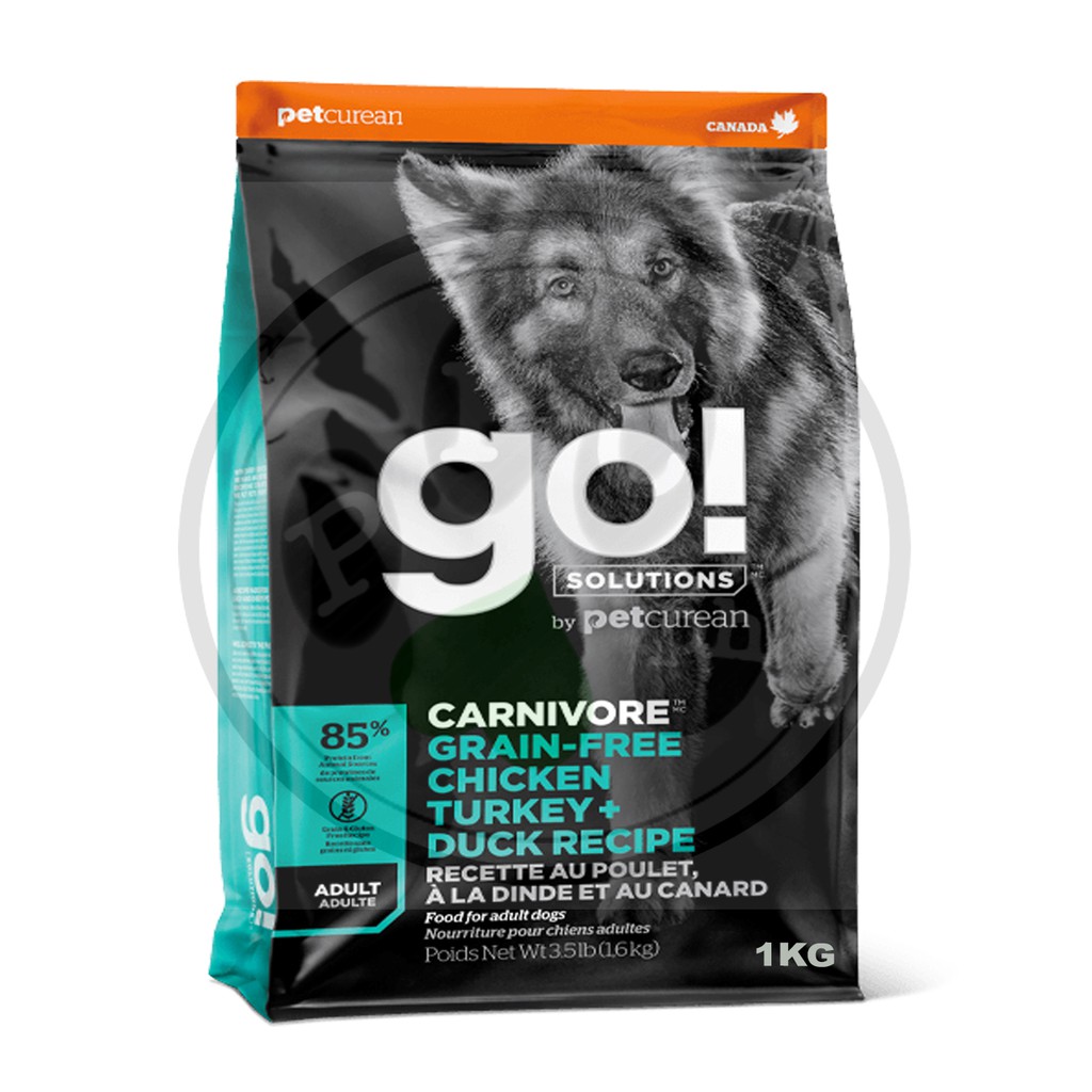 GO! CARNIVORE GRAIN FREE CHICKEN, TURKEY + DUCK ADULT RECIPE 1kg ...