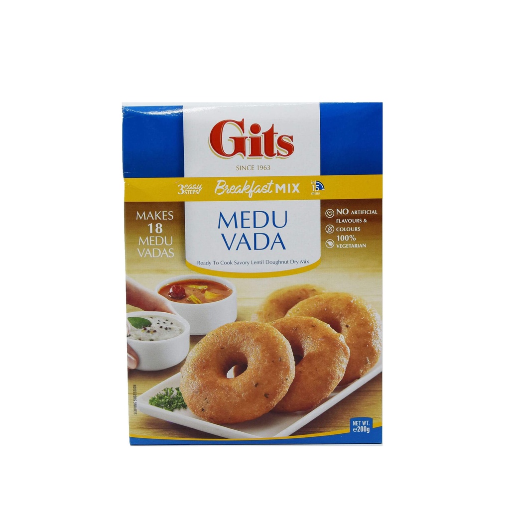 Gits Breakfast Mix-Medu Vada-Ready To Cook Savory Lentil Doughnut 200g ...