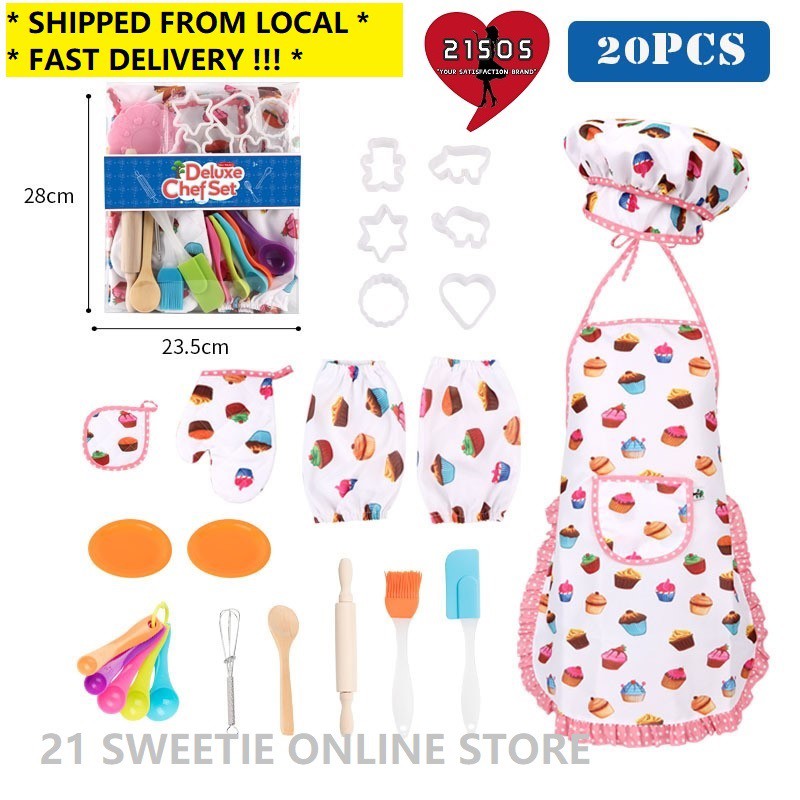 [20PCS] Kids Cooking Baking Set Kitchen Deluxe Chef Set Cooking ...