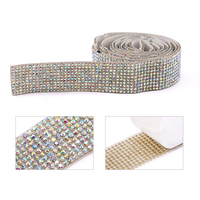 Self-adhesive Rhinestones Trim Glitter Crystal Ribbon Strass Tape Chain ...