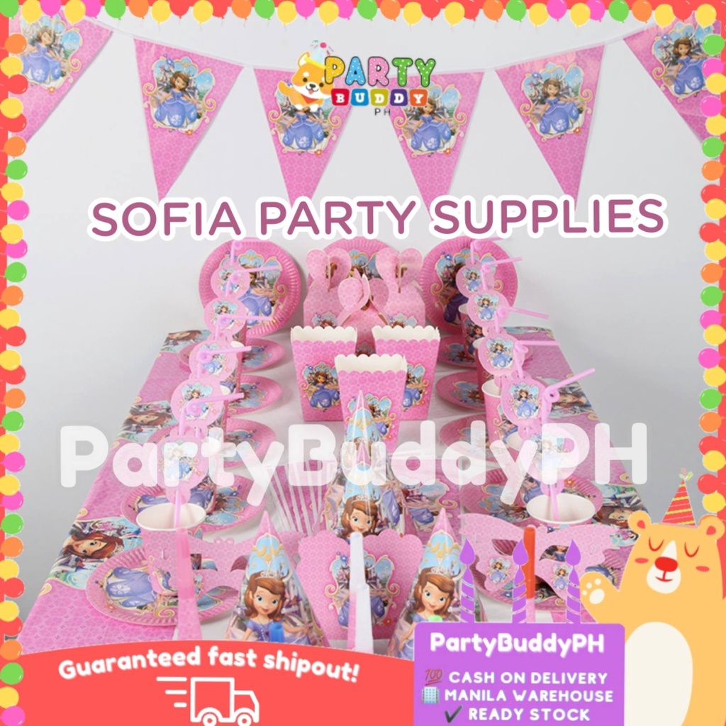 SOFIA Balloon Banderitas Hats Lootbags Invitations Candy Box Plate ...