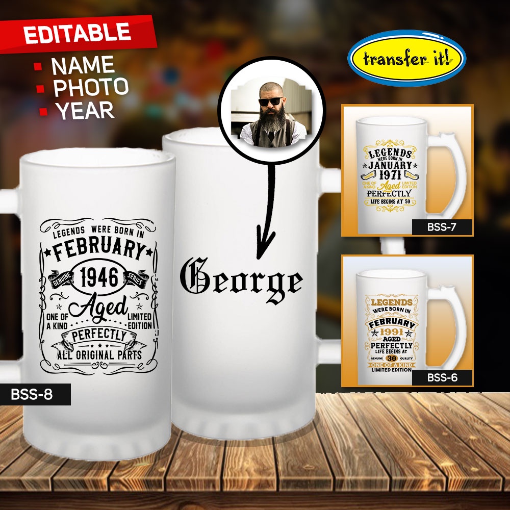 Customized 17oz Frosted Beer Mug Sublimation Born Series Editable Month ...