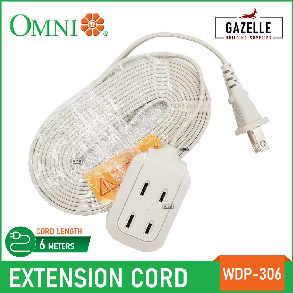 Omni Dual Portable Extension Cord Set 3m or 6m Cord WDP-303 WDP0306 ...