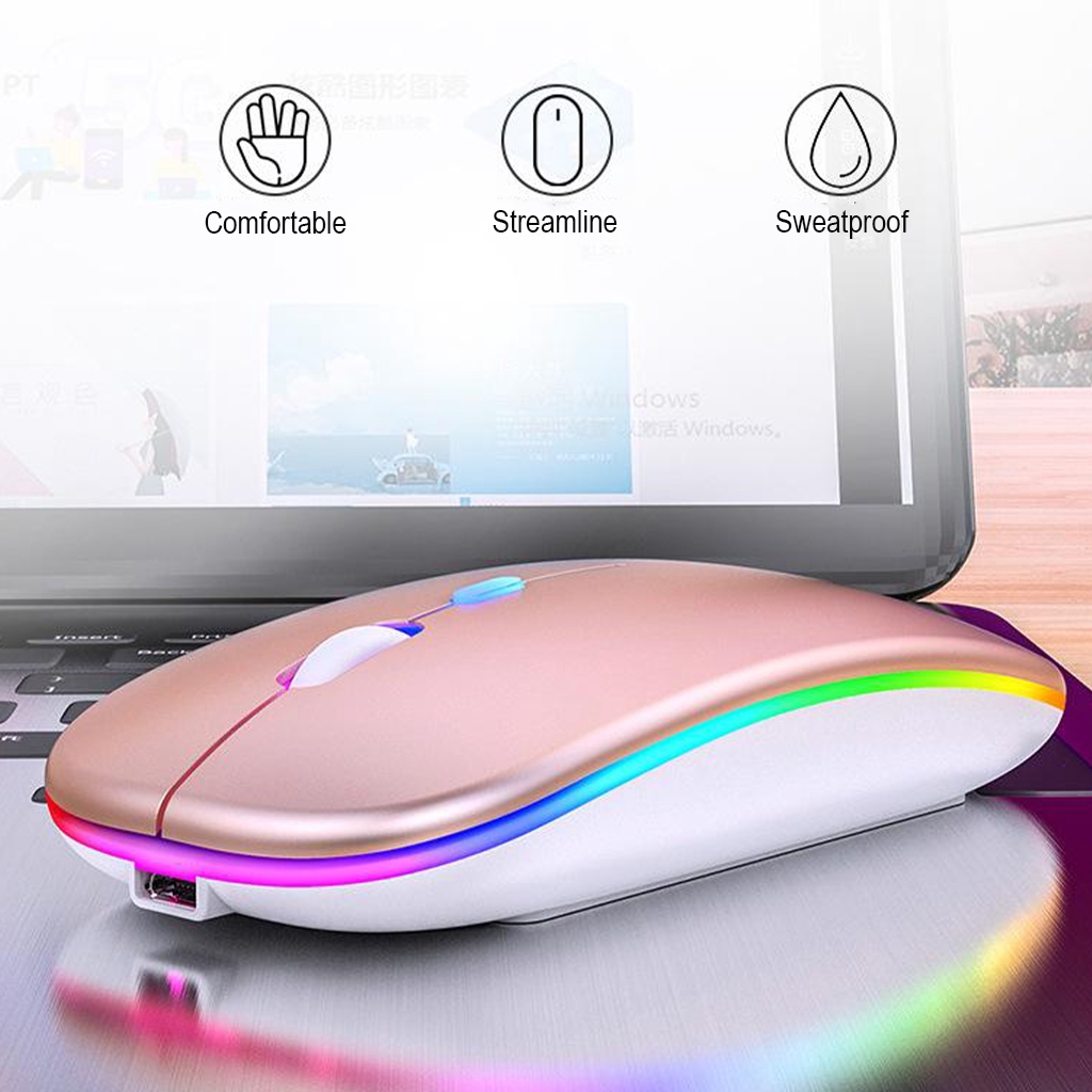 4G Silent Wireless Mouse 1600DPI RGB LED Backlit Gaming Mouse Slim ...