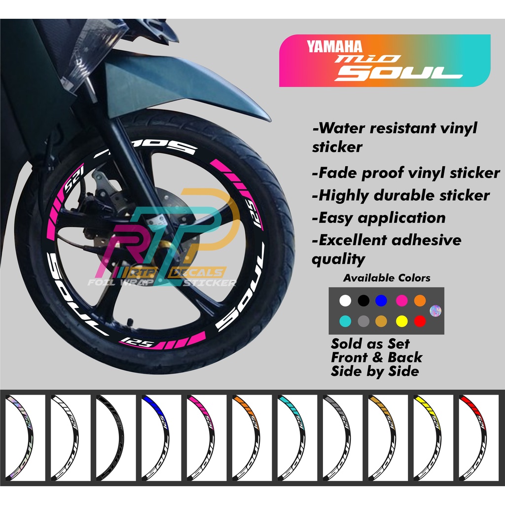 Yamaha Mio Soul Mags Sticker Decals 4pcs Front and Back Side by Side ...