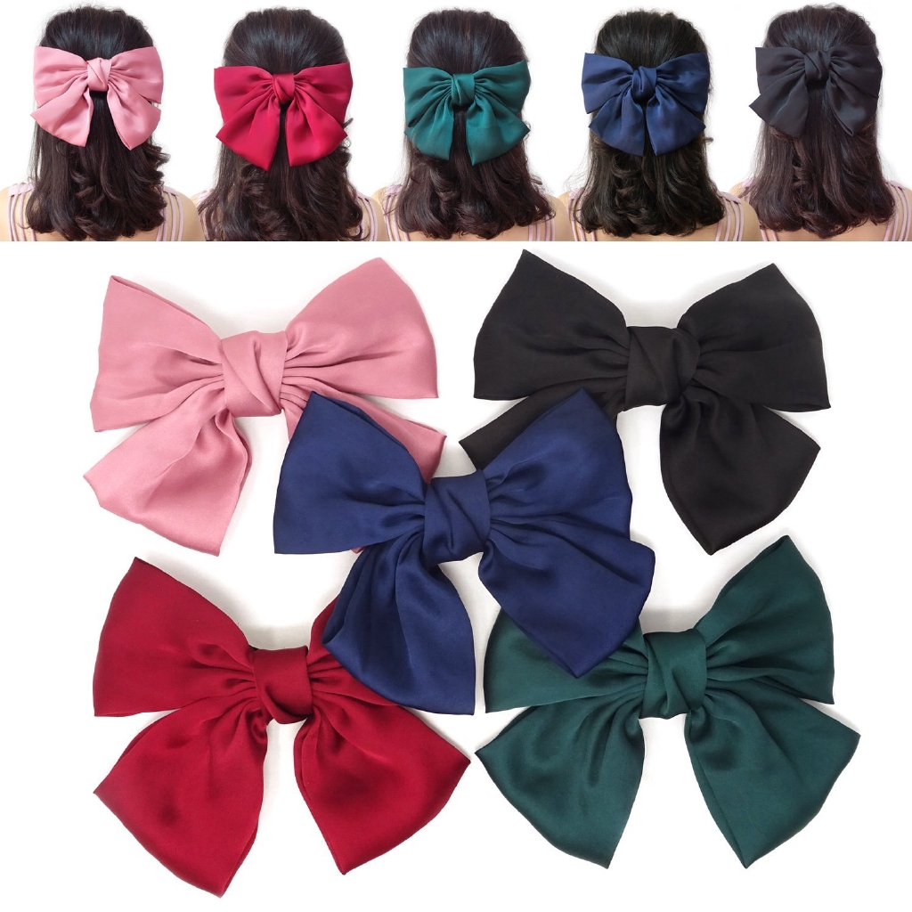 Big Huge Soft Silky Chiffon Hair Bow,Oversized Double Bow Hair Clip,Big ...
