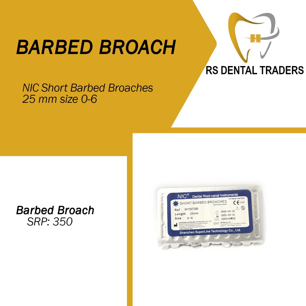 Barbed Broach / Nerve Broach Short 25mm Size 0-6 | Shopee Philippines