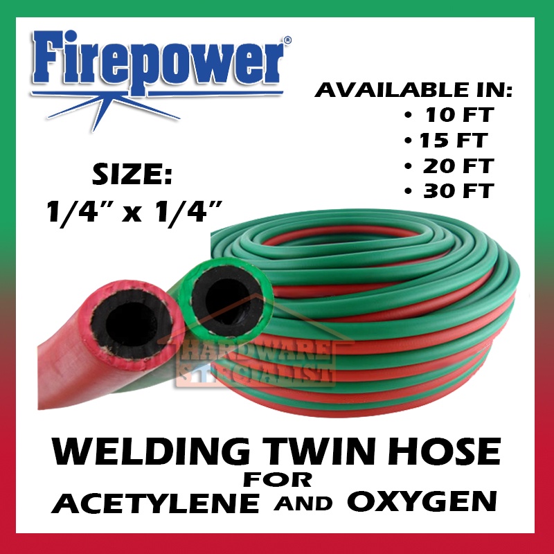 Firepower Welding Twin Hose For Acetylene and Oxygen 1/4" x 1/4" | 10FT ...