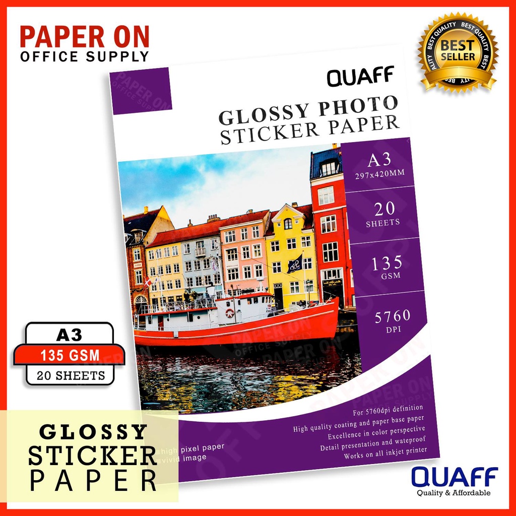 QUAFF Glossy Photo Sticker Paper A3 135gsm | Shopee Philippines