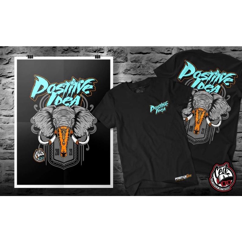Positive idea Tshirt black official 2021 elephant | Shopee Philippines