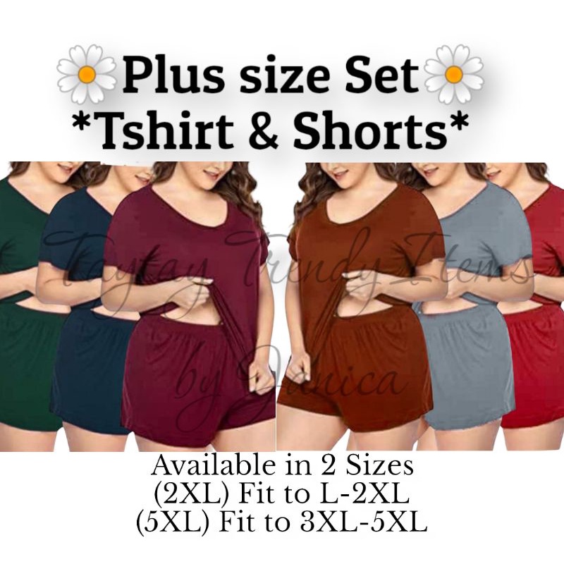 2XL & 5XL Plus size Plain Terno Shorts & T-Shirt With 2 sizes | Shopee ...