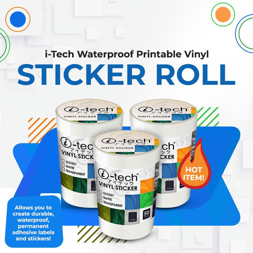 i-tech Waterproof Vinyl Sticker ROLL Tough durability 210mm x 50 meters ...