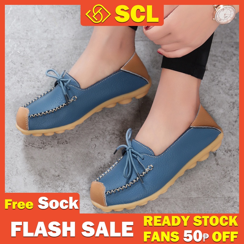 [SCL]【5Colors Ready Stock】Women's Fashion Loafers Genuine Cow Leather ...
