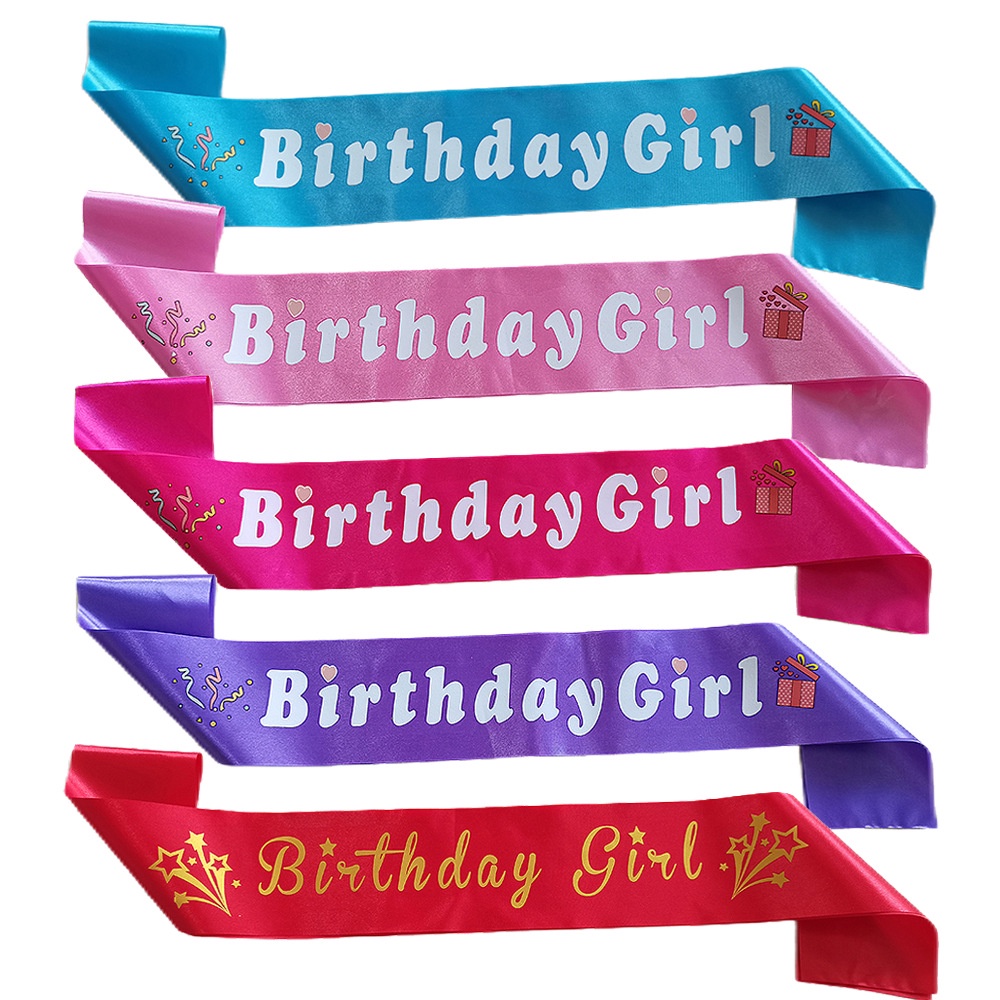 “Birthday Girl"Kids Girl Birthday Shoulder Strap Party Satin Diagonal ...