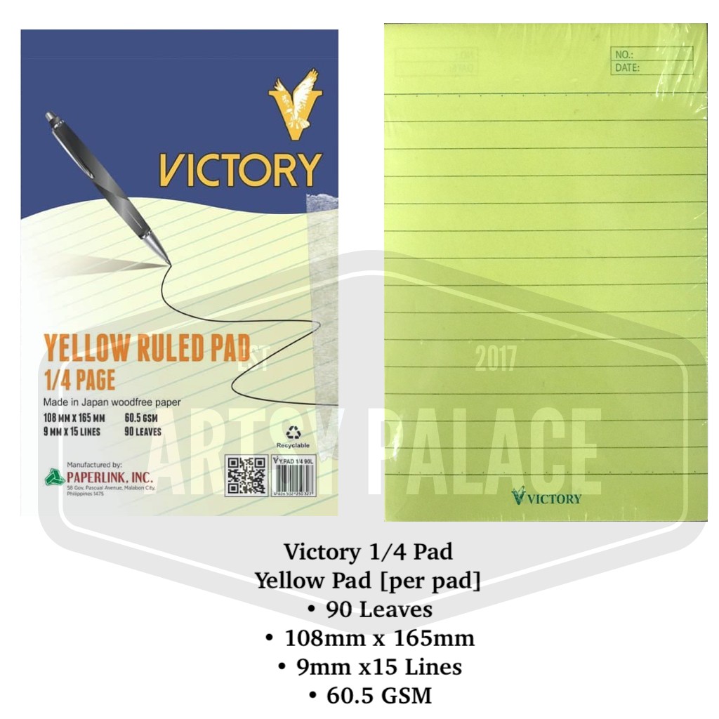 Victory Yellow Pad Cut Size [PER PAD 90leaves] | Shopee Philippines