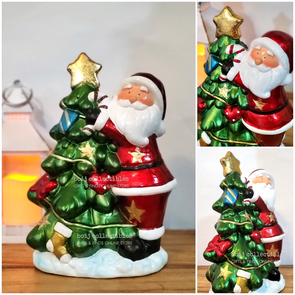 Big Santa Claus Hugging Christmas Tree Figurine Height: 10.5 inches ...