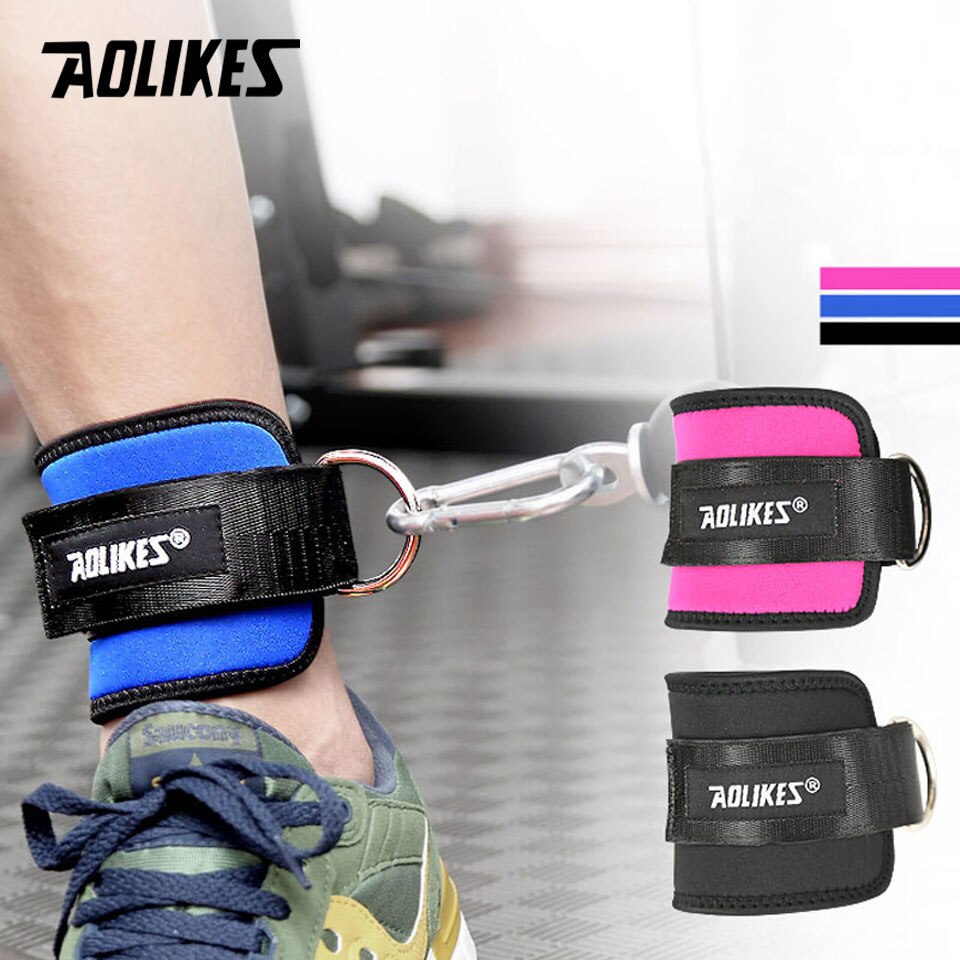 AOLIKES 1 Pair Body Building Resistance Band D-ring Ankle Straps Home ...