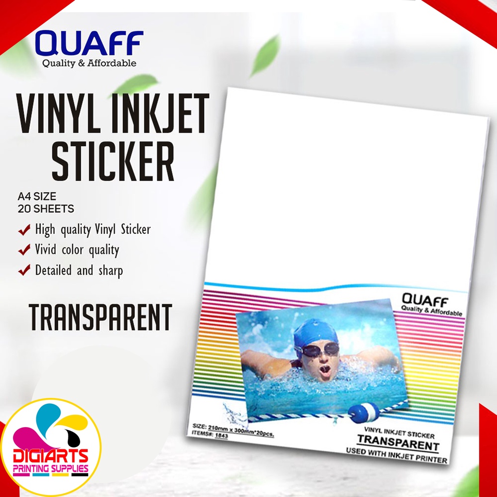 QUAFF Printable Transparent Vinyl inkjet sticker | Shopee Philippines