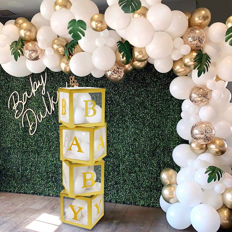 Golden DIY Alphabet Transparent Balloon Box Boy Girl Happy Birthday ...