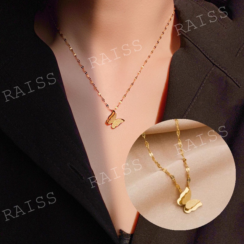 Kwintas Stainless Steel Necklace For Women Vintage Butterfly Pendant ...
