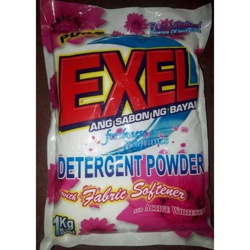 EXEL DETERGENT POWDER 1 KILO WITH FABRIC SOFTENER AND ACTIVE WHITENERS ...