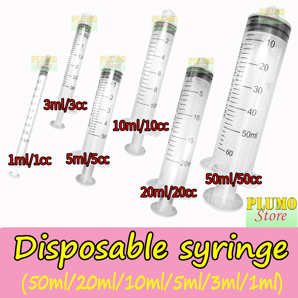Disposable Syringe (1ml/3ml/5ml/10ml/20ml/50ml)per piece | Shopee ...