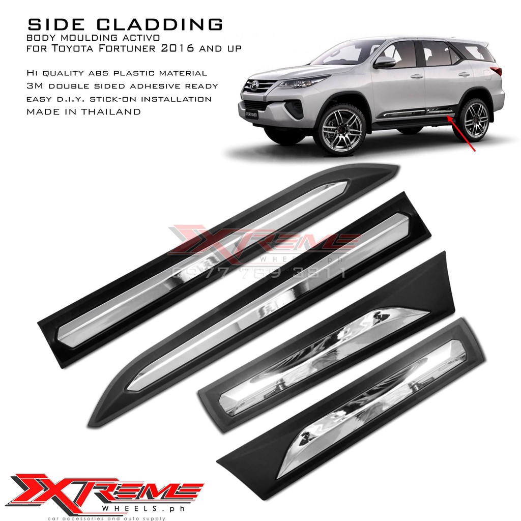 TOYOTA FORTUNER 2016 to 2026 SIDE DOOR CLADDING / SIDE MOULDING ...