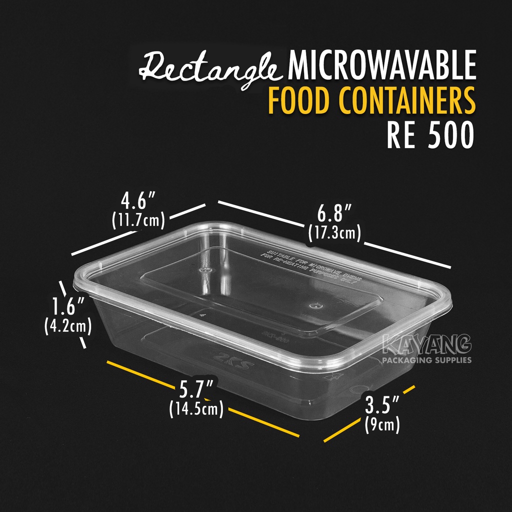 [10pcs] RE500 Rectangle Microwavable Food Container Tub (500ml ...