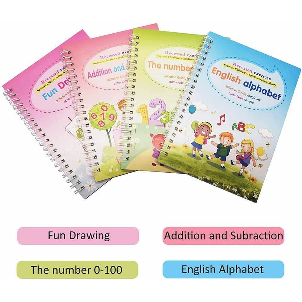 MAGIC NOTEBOOK BIG SIZE REUSABLE EDUCATIONAL PRACTICE TRACING AUTOFADE ...