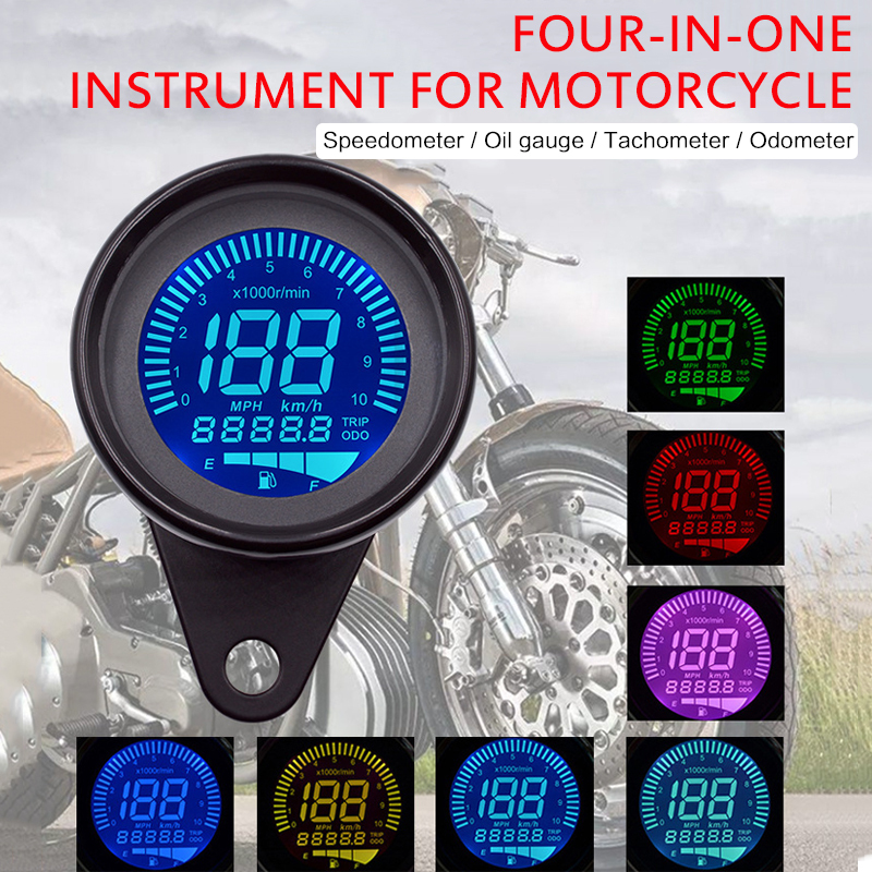 Motorcycle Speedometer Multi-function LCD Digital Odometer Tachometer ...