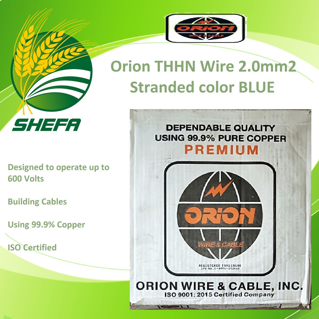 ORION 2.0mm2 THHN Wire Stranded BLUE 150mtrs, 1 box | Shopee Philippines