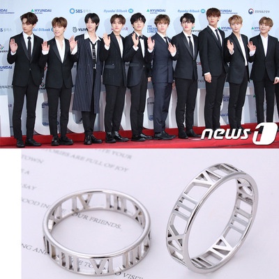 KPOP SEVENTEEN Fashion Hollow Ring JOSHUA JUN HOSHI DK MINGYU Team Logo ...