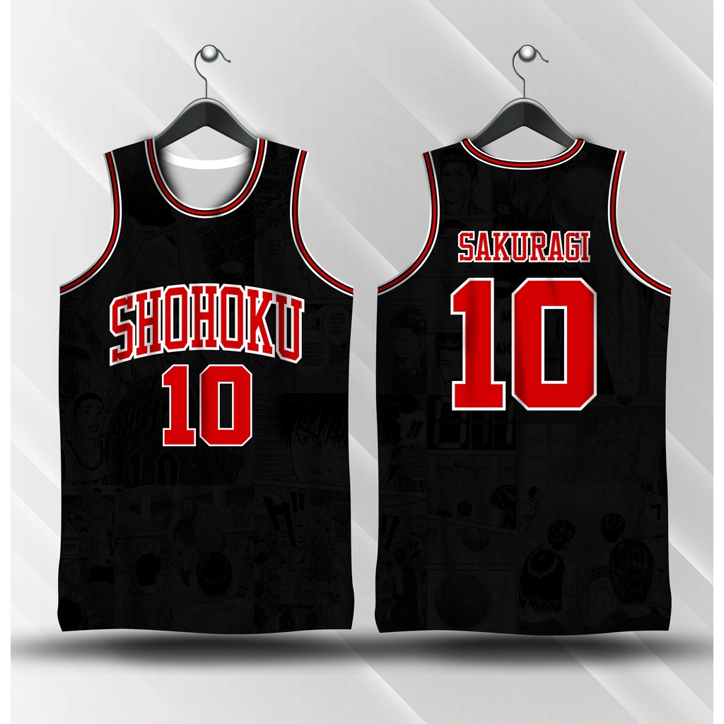 HANAMICHI SAKURAGI #10 JERSEY RED BLACK WHITE | SLAM DUNK SHOHOKU ...