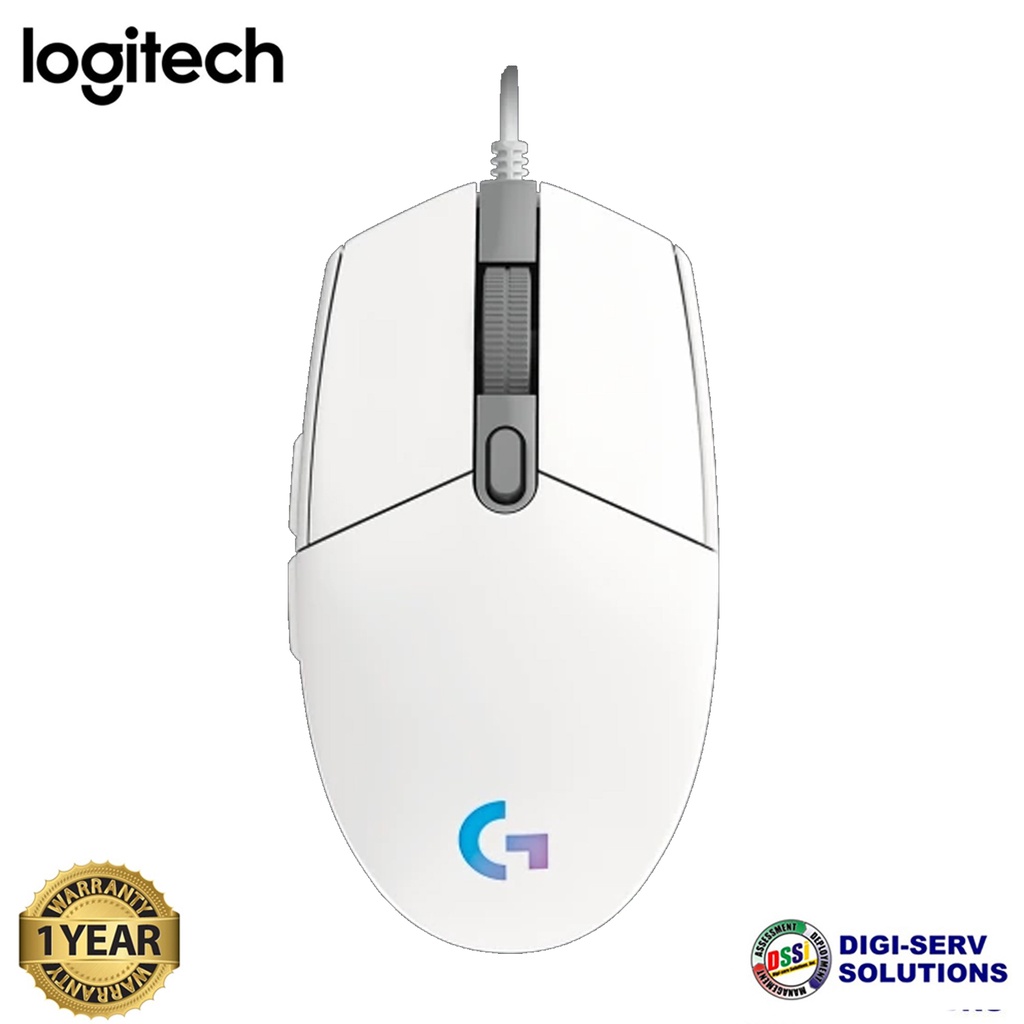 Logitech G102 Lightsync RGB Gaming Mouse (White) with 200-8,000 dpi, 200 IPS, 1000Hz (1ms ...