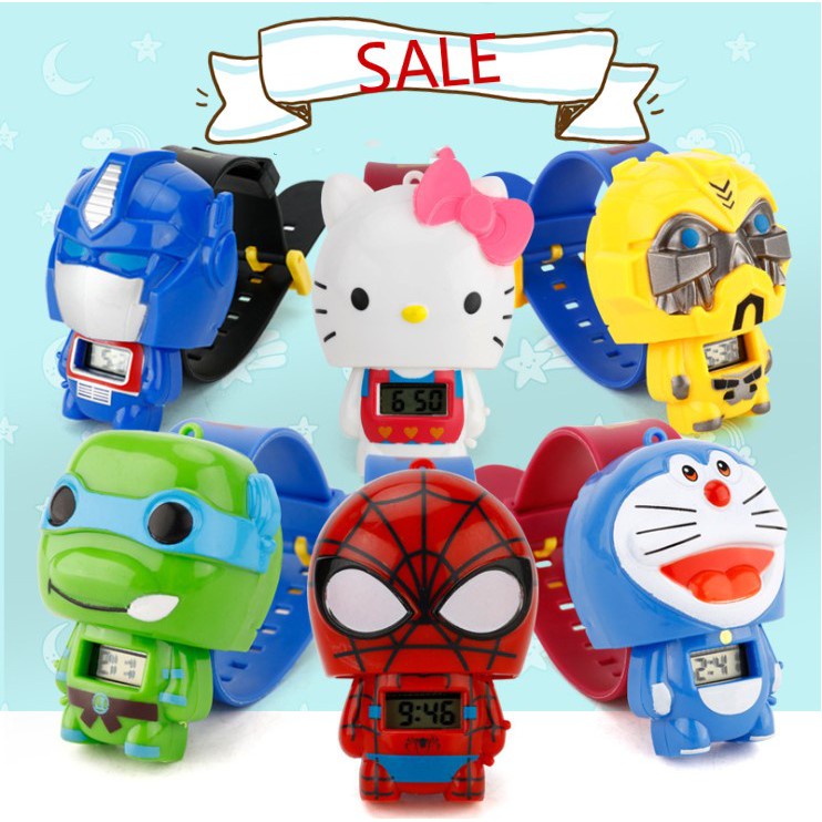 Cartoon Electronic Watch Deformable and Retractable Marvel Hero ...